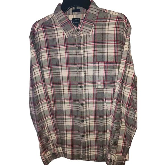 J. Crew Factory | Shirts | Mens Jcrew Large Flannel Slim Fit Gray Plaid Premium Flannel Shirt ...